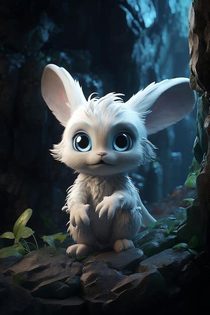 Premium Photo Cute Ice Rabbit Character