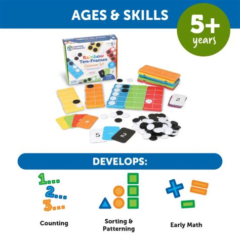 Learning Resources Rainbow Ten Frames Classroom Set Brainplay