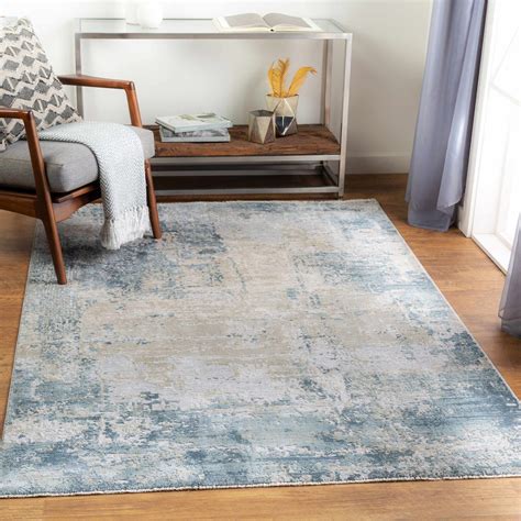 Contemporary Style Abstract Blue Area Rug