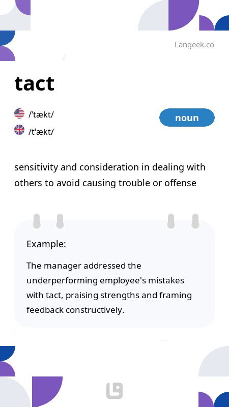 Definition And Meaning Of Tact Picture Dictionary