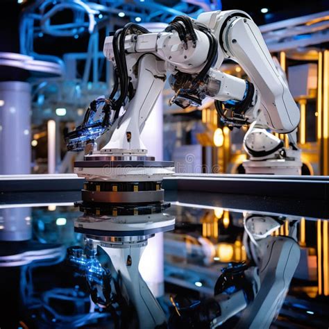 Heavy Automation Robotic Arm Machine Working In Smart Factory