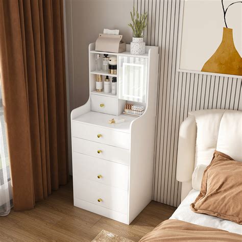 Ivy Bronx 3 In 1 Dressing Table With Led Mirror And Storage Stool