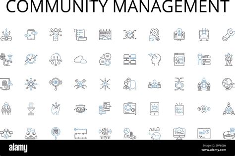 Community Management Line Icons Collection Community Empathy Inclusion Collaboration