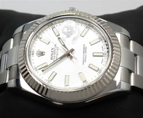 Rolex Datejust Ii 116334 41mm White Dial 18k White Gold Fluted Bezel