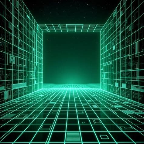 Free Neon Grid Matrix Image Wireframe Cyberpunk Green Download At Stockcake