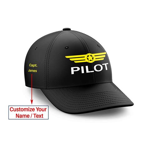 Customizable Name And Pilot Badge Embroidered Hats Aviation Shop