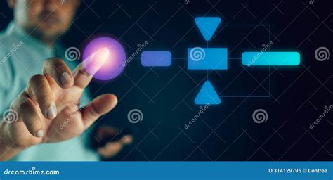 Businessman Pointing Process And Workflow Automation With Flowchart Business And Technology