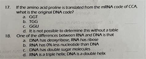 Solved If The Amino Acid Proline Is Translated From The Mrna