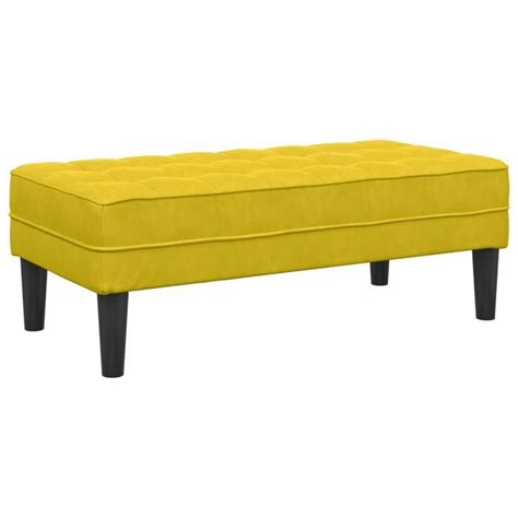 Moderne Banquette Salon Banc Jaune 113x57x39 Cm En Velours Fr729513