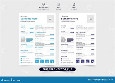 Corporate Resume Layout Vector For A Job Application And Official Work
