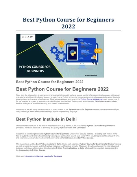 Ppt Best Python Course For Beginners 2022 Powerpoint Presentation
