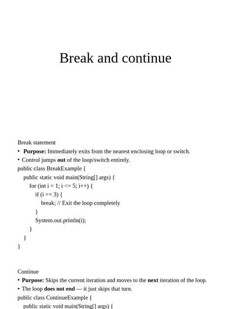Break And Continue Pdf