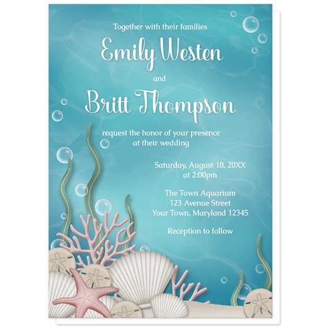 Whimsical Under The Sea Wedding Invitation Beach And Nautical Theme