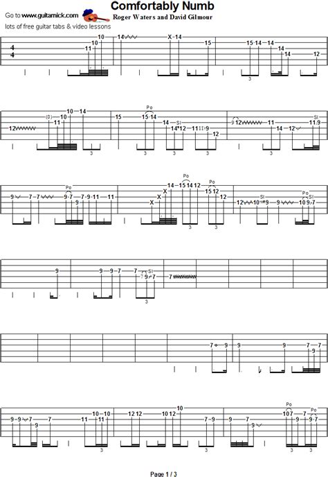 Pink Floyd Comfortably Numb Guitar Chords
