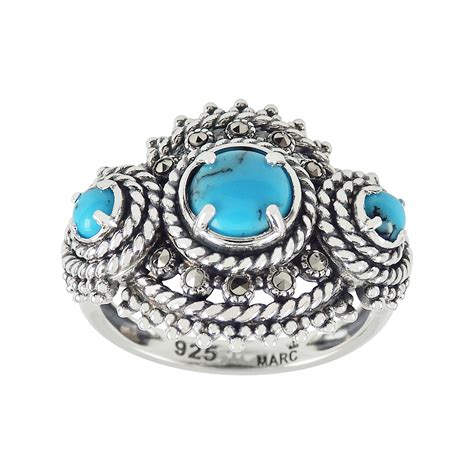 Marc Sterling Silver 08 Ct Round 3 Mm And 6 Mm Cabochon Cut Synthetic