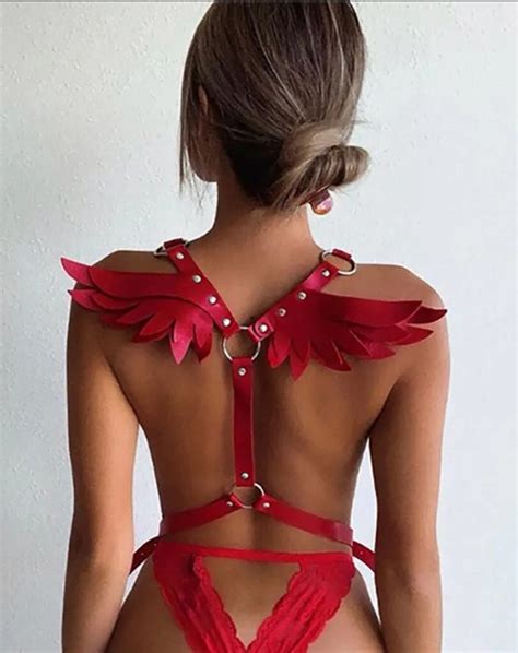 Alas De Angel Con Arnés De Ecocuero Rojo Belove Sex Shop Chillán