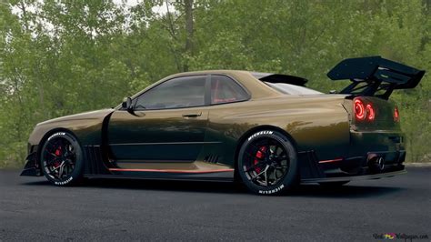 Black Spoiler Brown Modified Nissan Skyline R34 4k Wallpaper Download