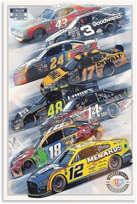 Demlin Nascar Poster Retro Car Posters Man Cave Canvas Wall