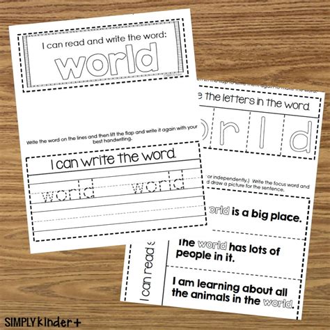 World Sight Word Interactive Notebook Fry Simply Kinder Plus