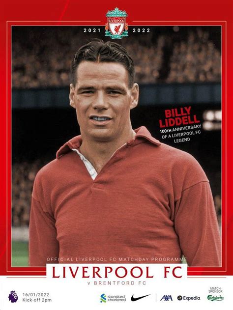 Liverpool Honour Legendary Billy Liddell With Tribute On Matchday Programme Football