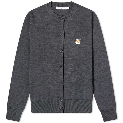 Maison Kitsuné Womens Fox Head Patch Adjusted R Neck Cardigan In