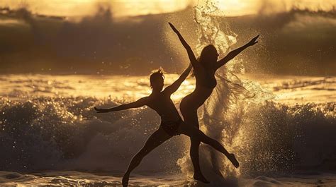 Premium Photo Dancing In The Waves Two Dancers Perform A Graceful