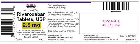 Rivaroxaban Package Insert Prescribing Information