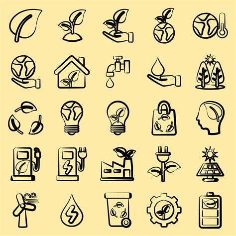 Icon Set Of Environment Ecology And Environment Elements Icons In