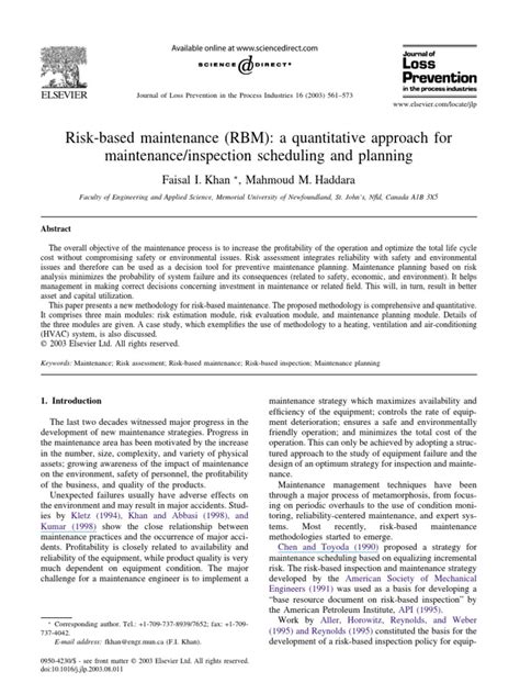 Risk Based Maintenance Rbm A Quantitativ Pdf Hvac Risk