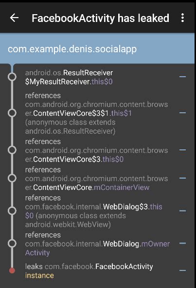 Android Few Memory Leaks In Facebook Sdk Stack Overflow