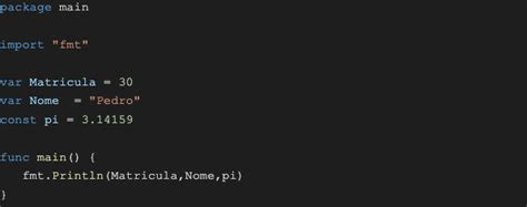 uso de variáveis no golang