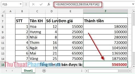 Kỹ Thuật Tổng Hợp Dữ Liệu Với Choose Và Sum Trong Excel