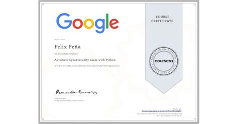 felix p on linkedin completion certificate for automate cybersecurity tasks with python