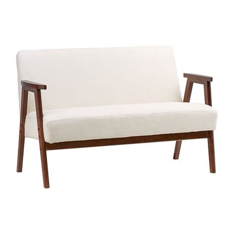 Alex Mid Century Boucle 2 Seater Small Sofa Cream Homebase