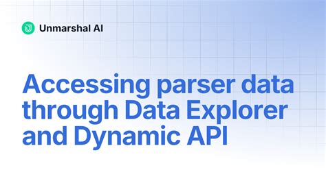Accessing Parser Data Through Data Explorer And Dynamic Api Unmarshal Ai