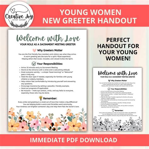 Young Women Handouts Etsy