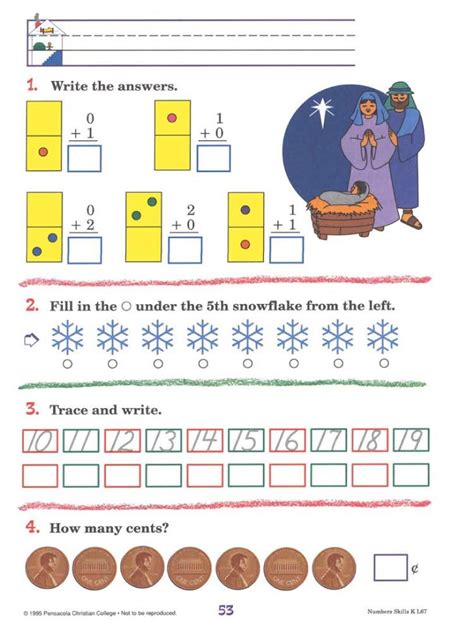 Abeka Product Information Numbers Skills K Math Worksheets