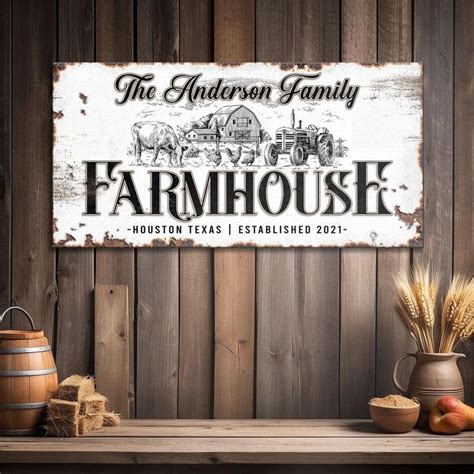 Farmhouse Sign Personalized Name Canvas Wall Art Home Decor