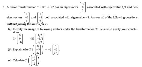 solved 1 a linear transformation t r3 → r3 has an