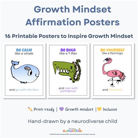 Growth Mindset And Affirmation Posters 16 Printable Sel Classroom Posters