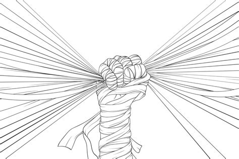 Illustration Of Hand With Bandage Drawing With Line Art On White