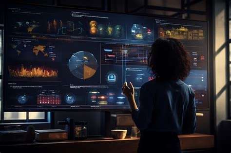 Premium Photo Woman Worker Analyzing Digital Data