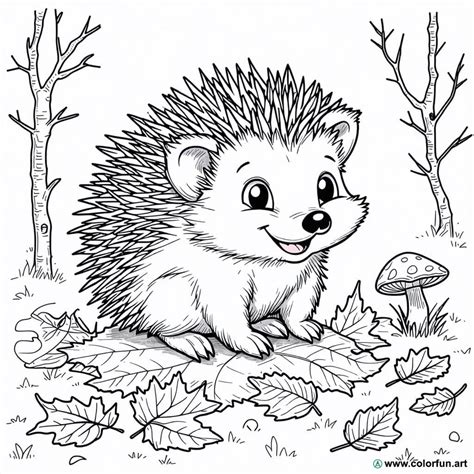 Dibujo Para Colorear De Erizo Para El Otoño Descargar O Imprimir De Forma Gratuita