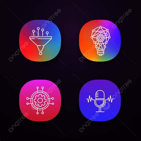 Machine Learning App Icons Set Illustration Control Learning PNG And Vector With Transparent