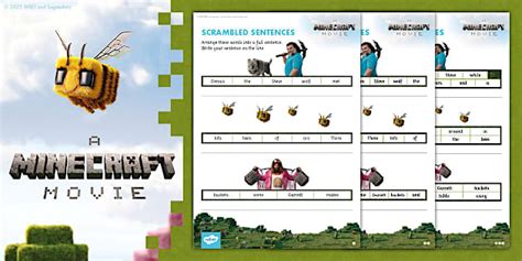 Free A Minecraft Movie Sentence Scramble Activity [ages 5 7]