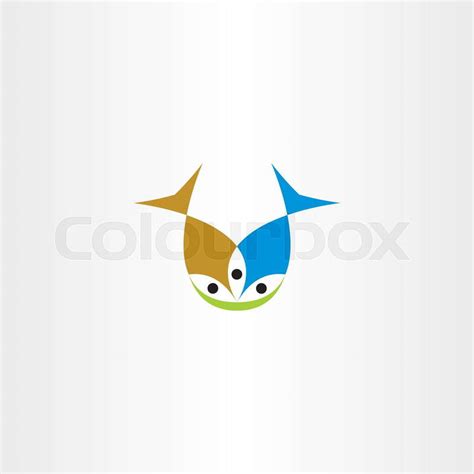 Two Fish Eating Vector Icon Design Colourbox
