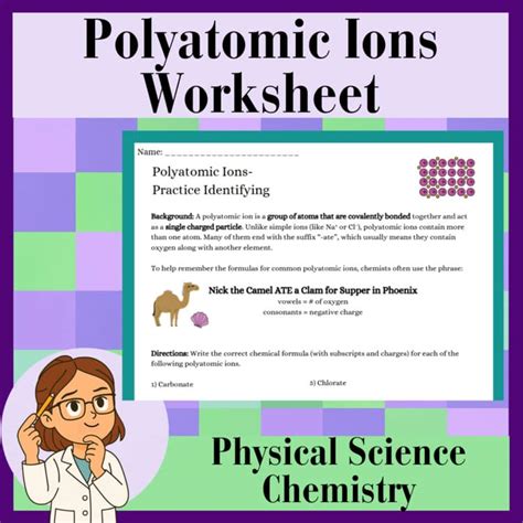 Physical Science Chemistry Polyatomic Ions Worksheet Covalent Bonds Practice