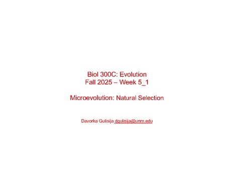 Biol 300c Evolution Fall 2025 Week 5 Lecture Notes On Microevolution