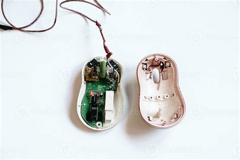 Disassembled Computer Mouse On White Background Gadget Repair