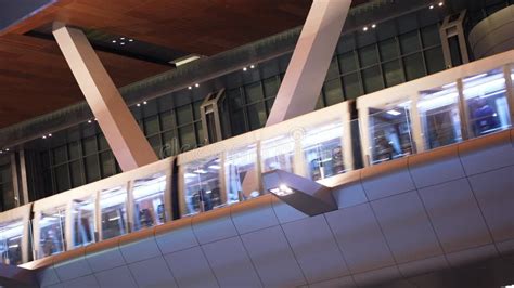 Inter Terminal Shuttle Train In International Doha Airport Modern Passenger Transportation And
